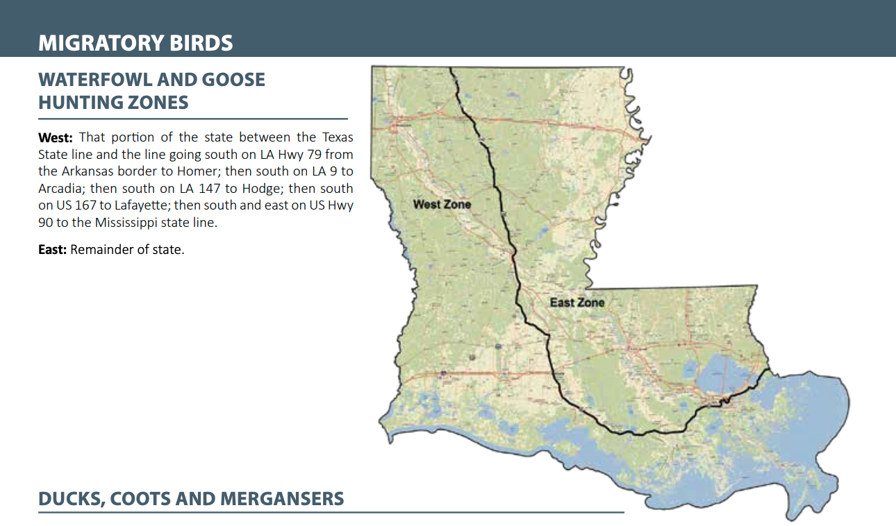 Migratory Birds Hunting Zones – LDWF Licensing