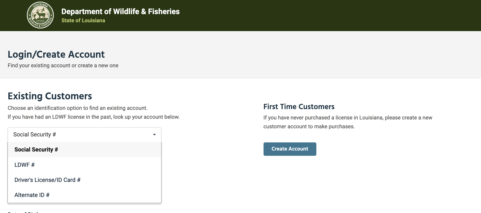 Logging Into LouisianaOutdoors.com – LDWF Licensing